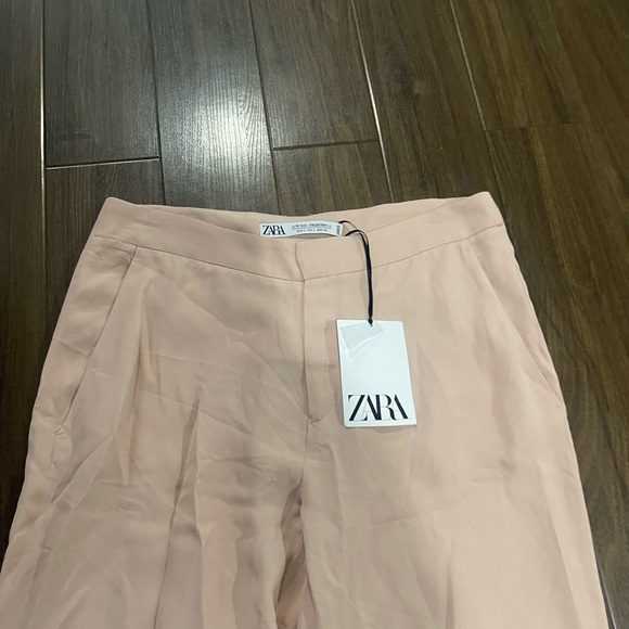 Zara | Pants & Jumpsuits | Zara Studio Flowy Long Flare Wide Leg Peach ...